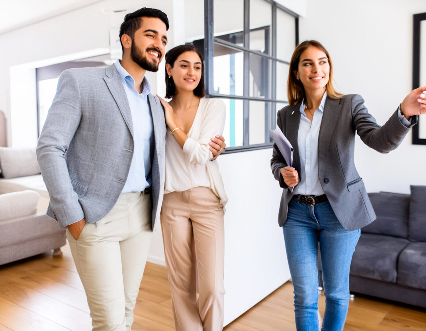 Real Estate Agent Showing a Property to Renters - MRE Property Management
